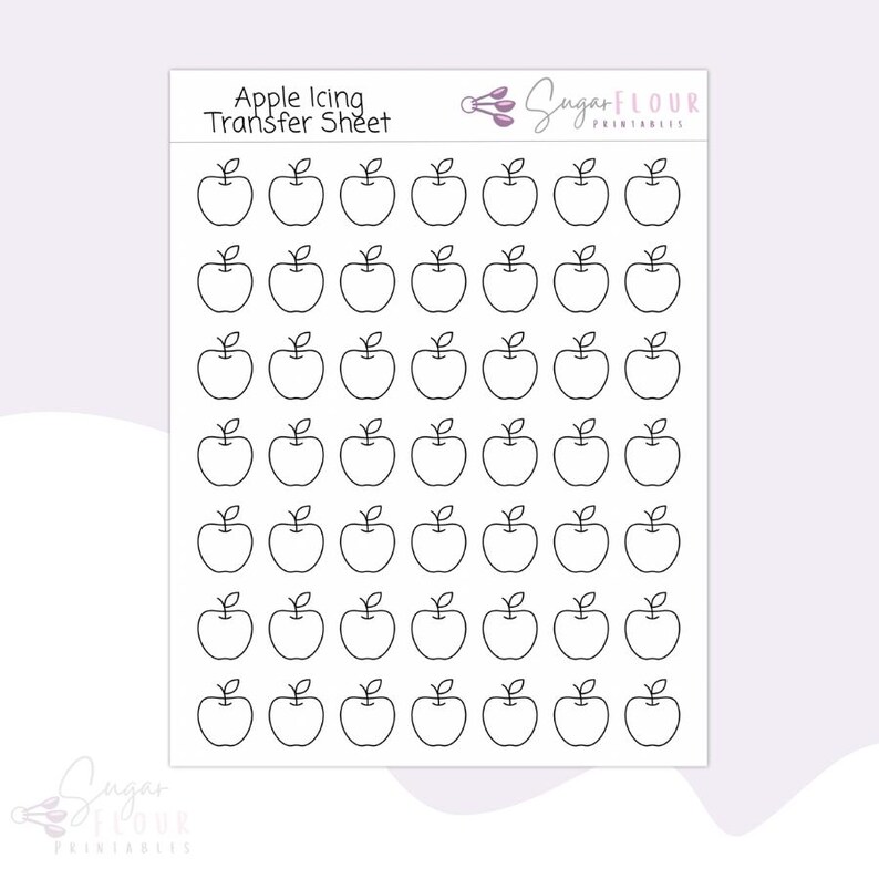 Apple Royal Icing Transfer Sheets | Royal Icing Template | Royal Icing ...