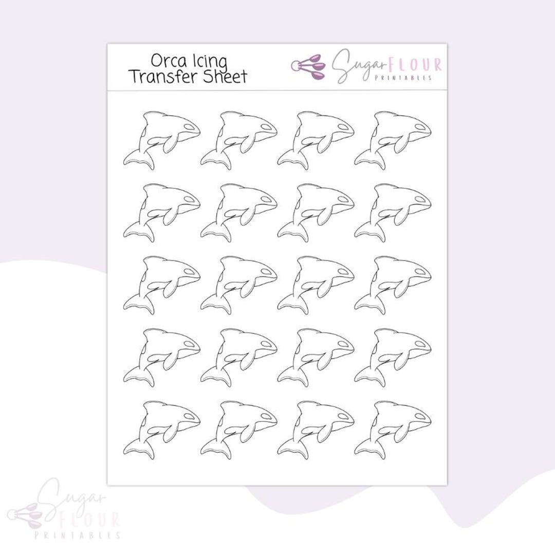 Orca Royal Icing Transfer Sheets | Royal Icing Template | Royal Icing ...