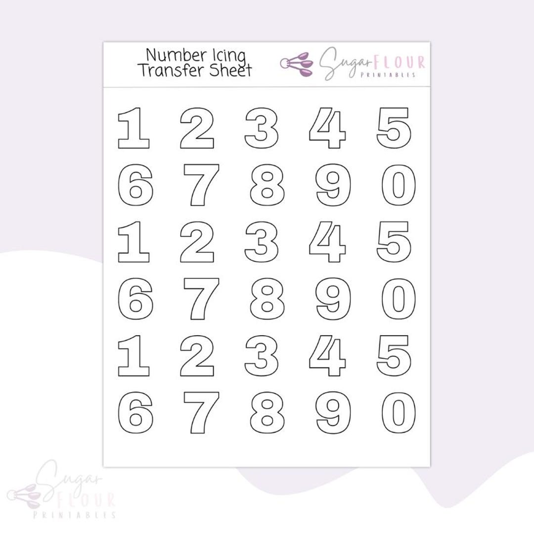 Number Royal Icing Transfer Sheets | Royal Icing Template | Royal Icing ...