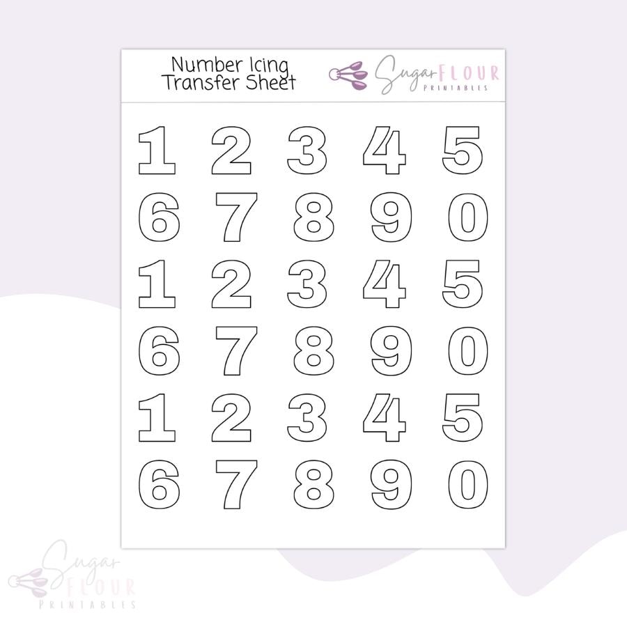 Number Royal Icing Transfer Sheets | Royal Icing Template | Royal Icing ...