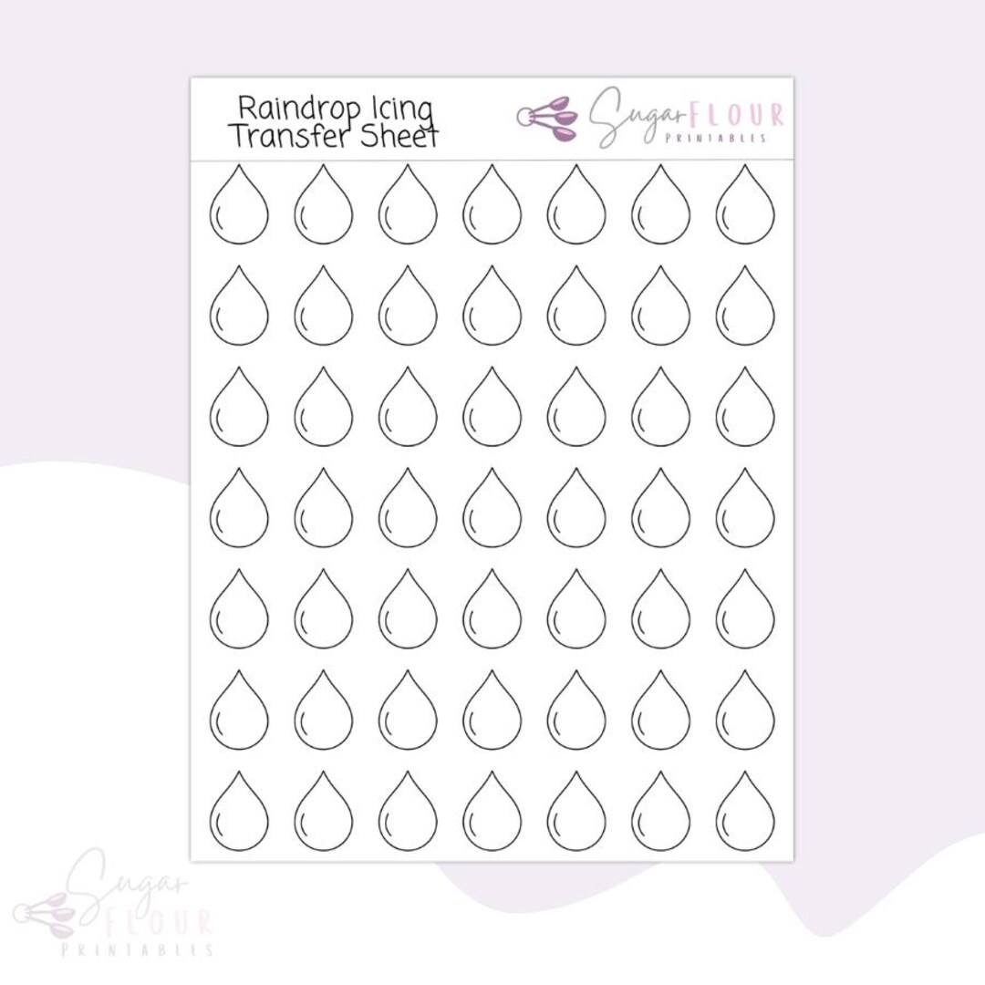 Raindrop Royal Icing Transfer Sheets | Royal Icing Template | Royal ...