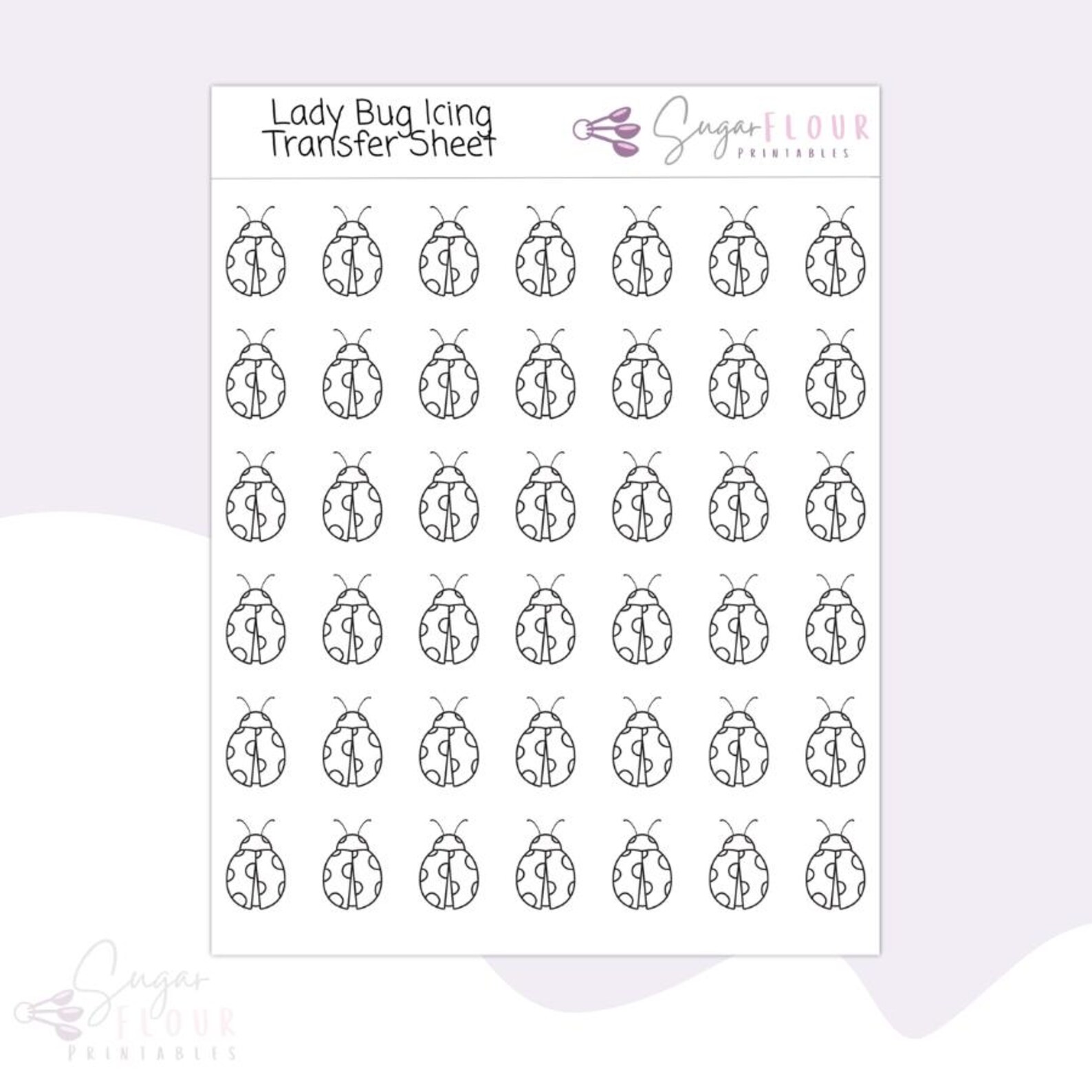 Lady Bug Royal Icing Transfer Sheets | Royal Icing Template | Royal ...