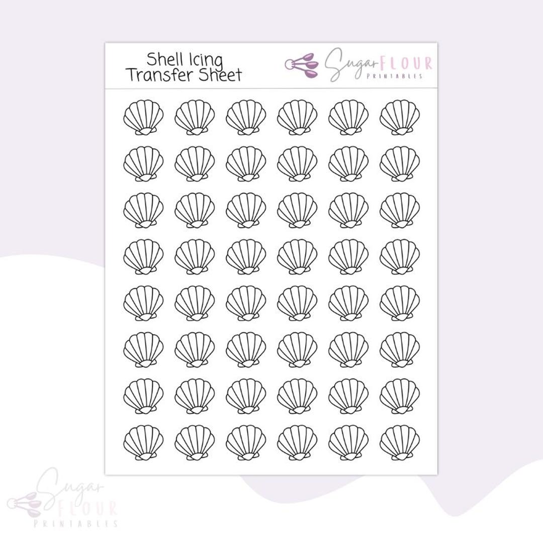 Shell Royal Icing Transfer Sheets | Royal Icing Template | Royal Icing ...