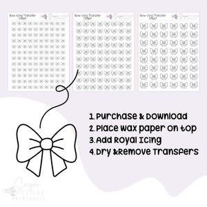Bow Royal Icing Transfer Sheets | Royal Icing Template | Royal Icing ...