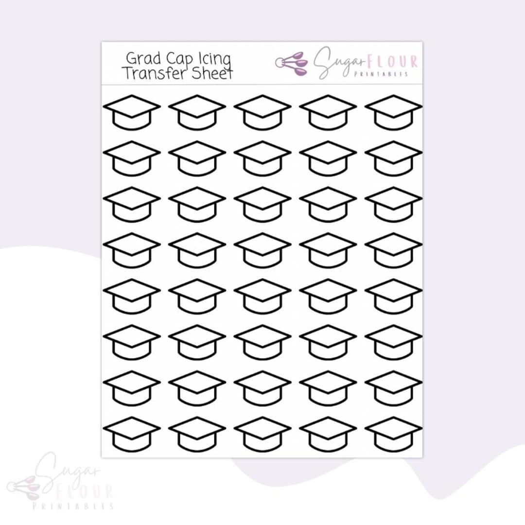 Graduation Cap Royal Icing Transfer Sheets | Royal Icing Template ...