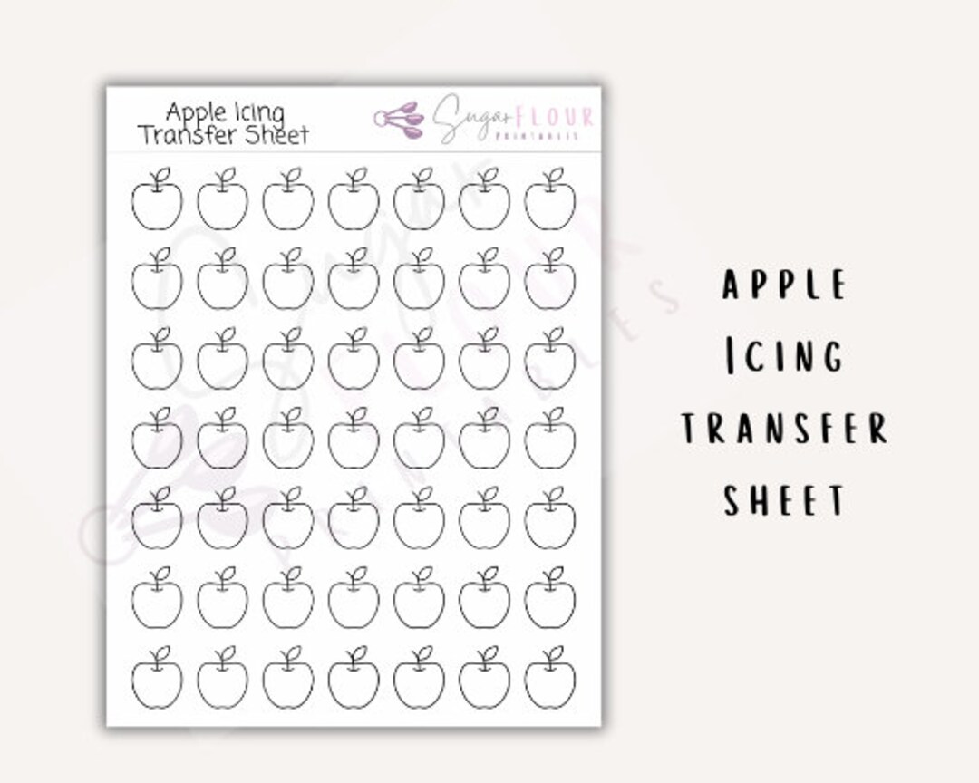 Apple Royal Icing Transfer Sheets Royal Icing Template Royal Icing ...
