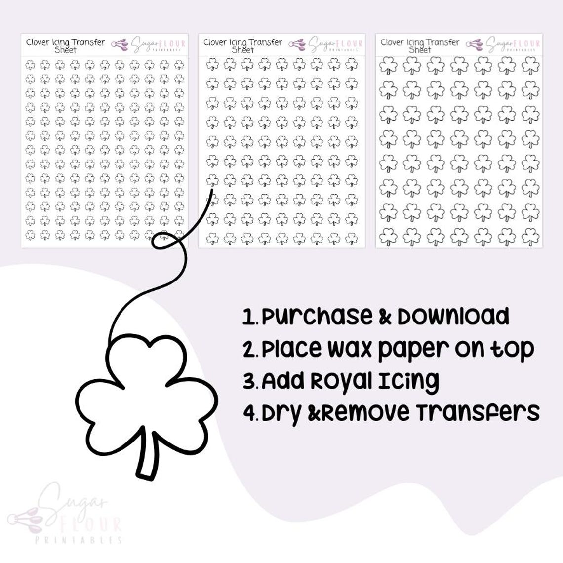 Clover Royal Icing Transfer Sheets | Royal Icing Template | Royal Icing ...