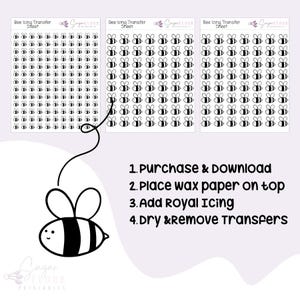 Bee Royal Icing Transfer Sheets | Royal Icing Template | Royal Icing ...