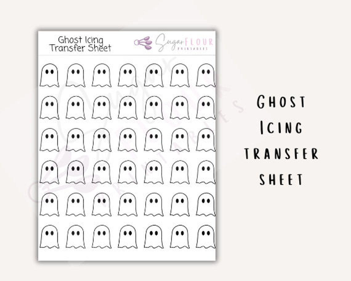 Ghost Royal Icing Transfer Sheets Royal Icing Template Royal Icing ...