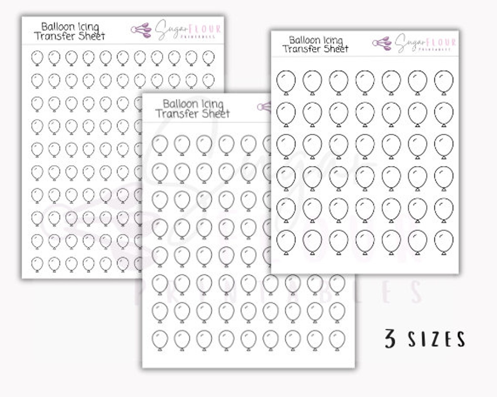 Balloon Royal Icing Transfer Sheets Royal Icing Template Royal Icing ...