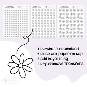 Flower Royal Icing Transfer Sheets | Royal Icing Template | Royal Icing ...