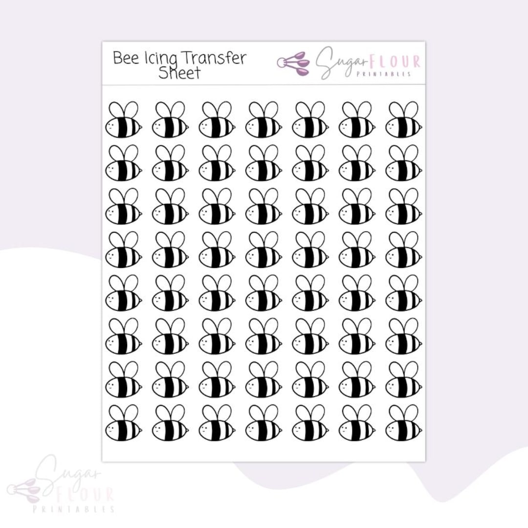 Bee Royal Icing Transfer Sheets | Royal Icing Template | Royal Icing ...