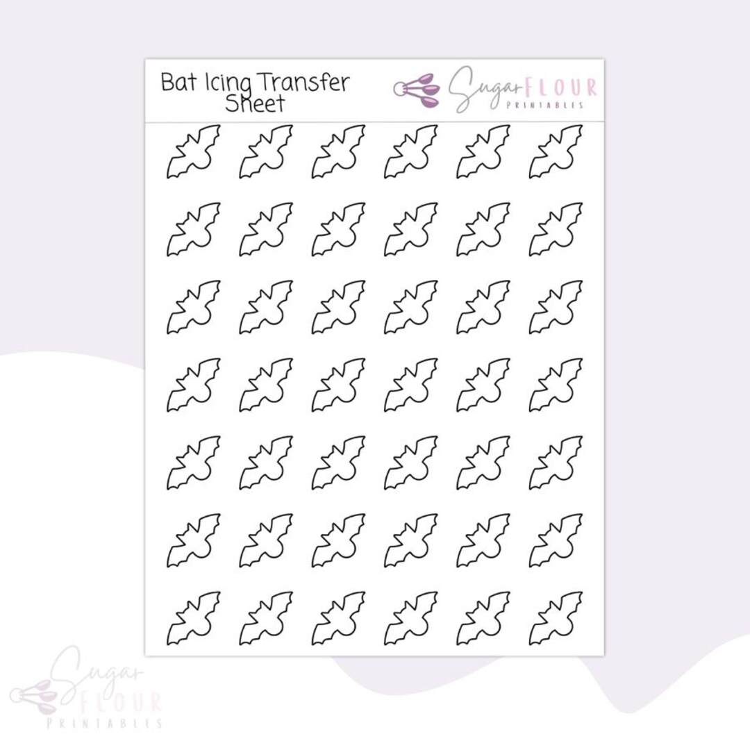 Bat Royal Icing Transfer Sheets | Royal Icing Template | Royal Icing ...