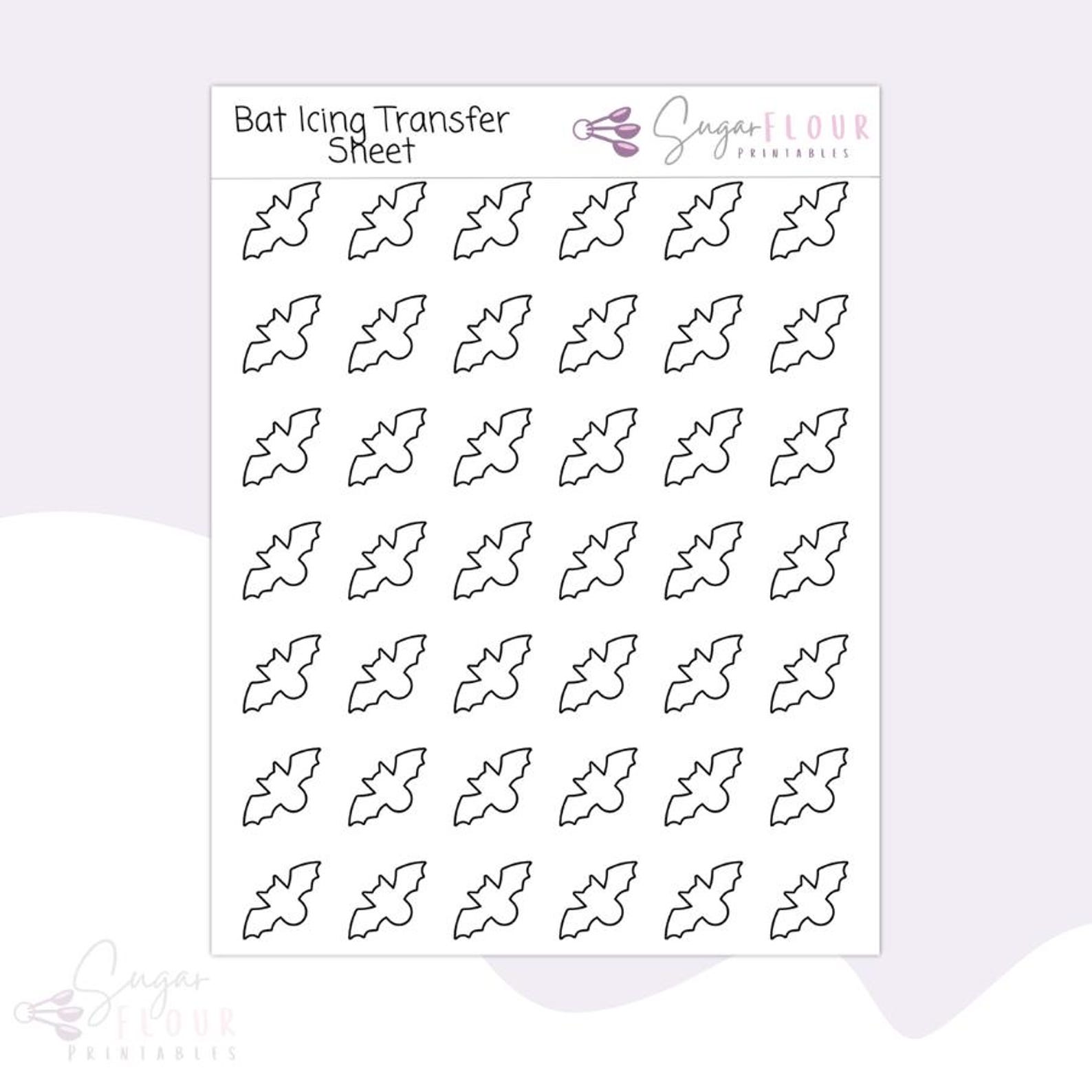 Bat Royal Icing Transfer Sheets | Royal Icing Template | Royal Icing ...