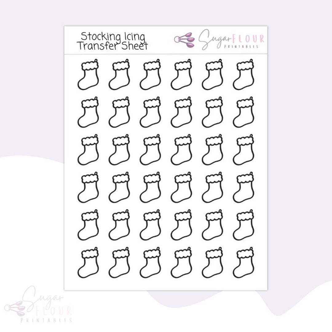 Stocking Royal Icing Transfer Sheets | Royal Icing Template | Royal ...