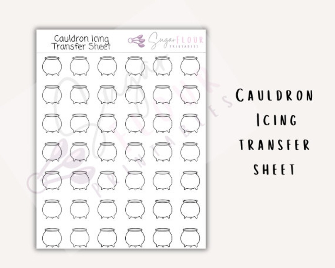 Cauldron Royal Icing Transfer Sheets Royal Icing Template Royal Icing ...