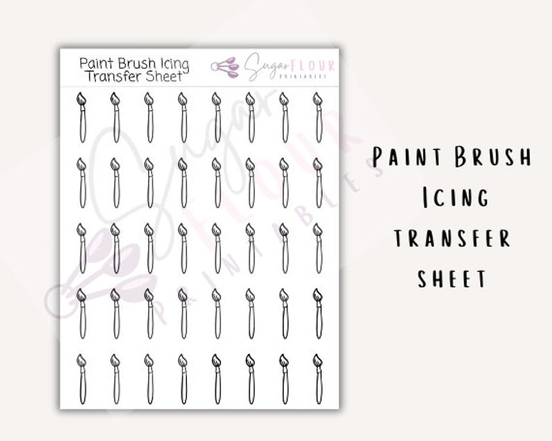 Paint Brush Royal Icing Transfer Sheets Royal Icing Template Royal ...