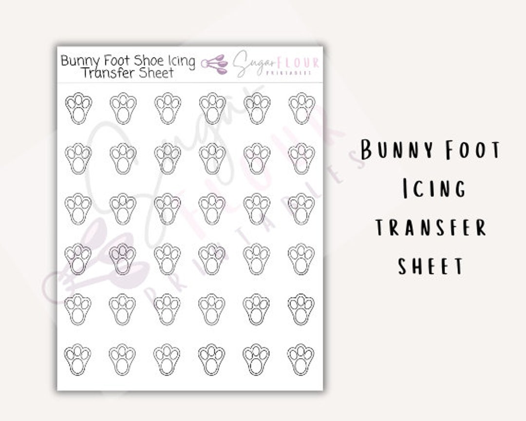 Bunny Foot Royal Icing Transfer Sheets Royal Icing Template Royal Icing ...