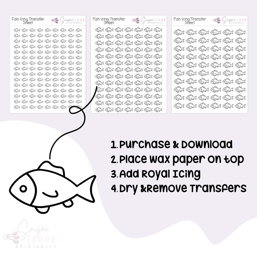 Fish Royal Icing Transfer Sheets | Royal Icing Template | Royal Icing ...
