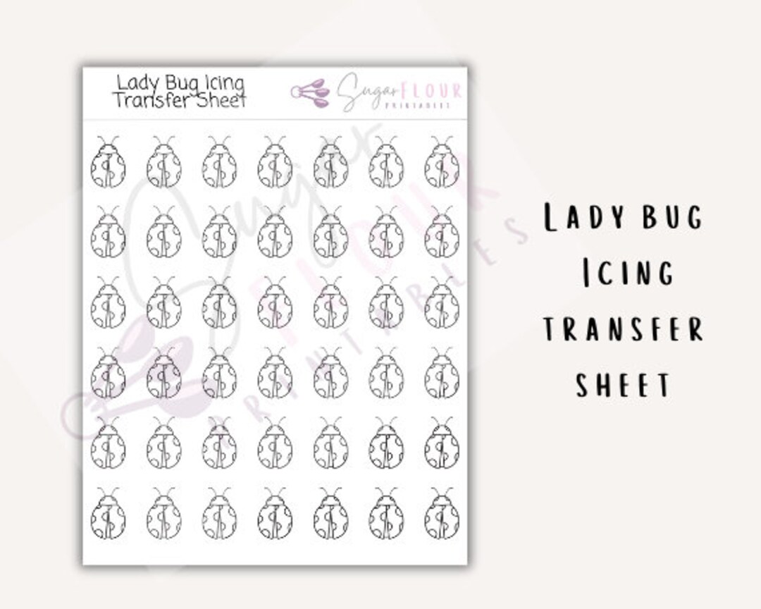 Lady Bug Royal Icing Transfer Sheets Royal Icing Template Royal Icing ...