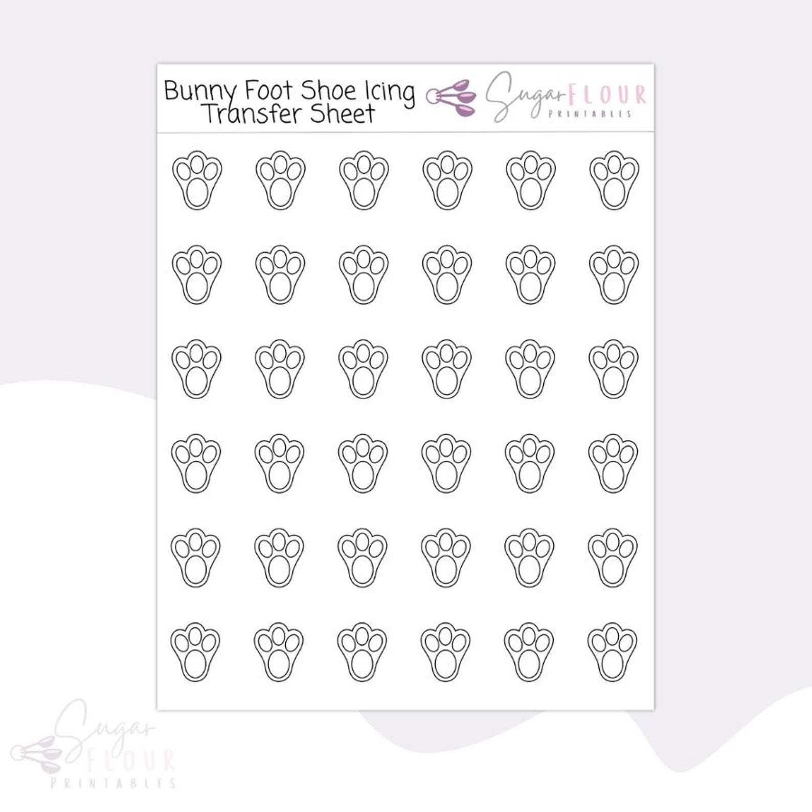 Bunny Foot Royal Icing Transfer Sheets | Royal Icing Template | Royal ...
