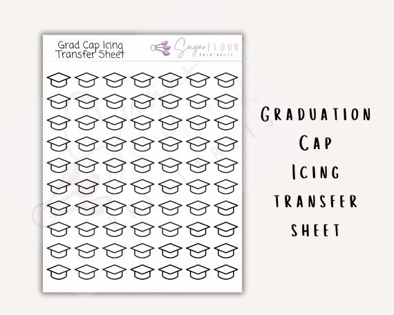 Graduation Cap Royal Icing Transfer Sheets Royal Icing Template Royal Icing Design Grad Cap ...