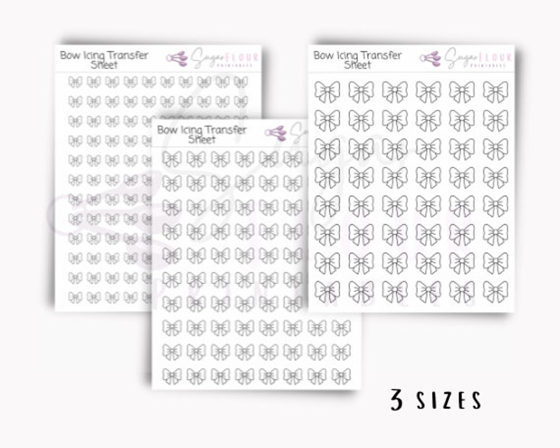 Bow Royal Icing Transfer Sheets Royal Icing Template Royal Icing Design ...