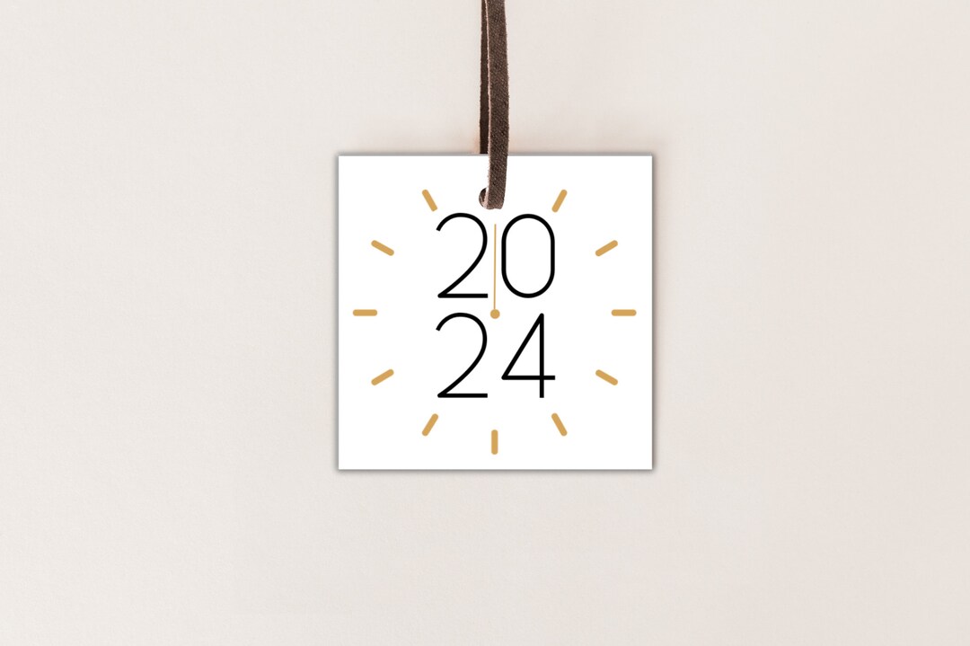 2 & 2.5 2024 Clock Tag Printable Gift Tag Cookie Tag New Years Tag ...