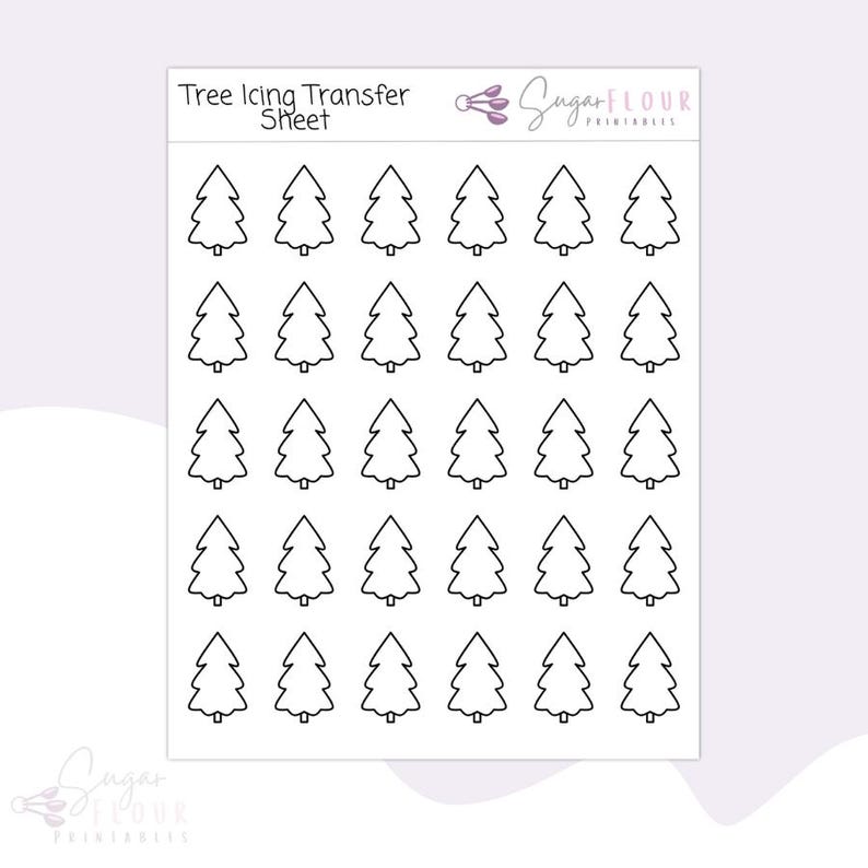 Tree Royal Icing Transfer Sheets | Royal Icing Template | Royal Icing ...