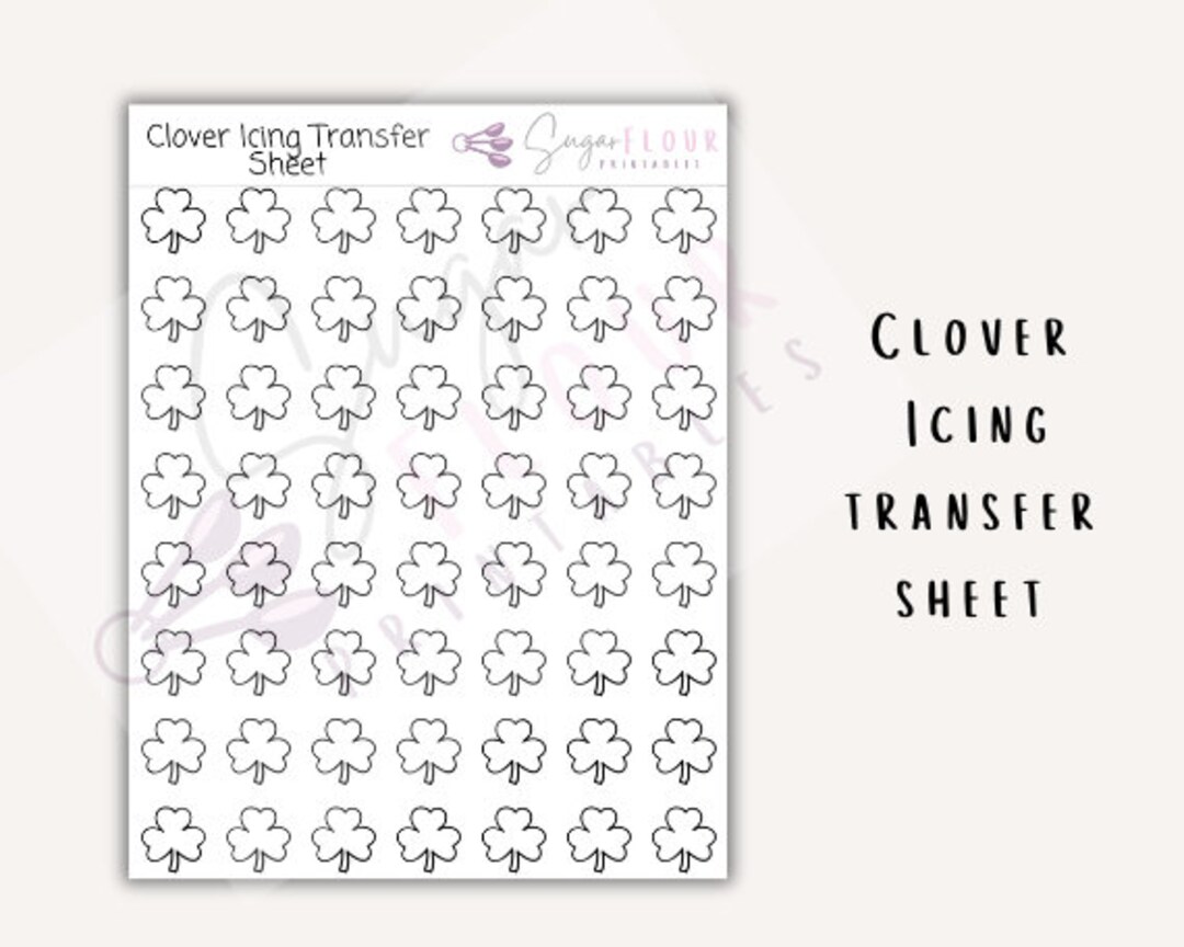 Clover Royal Icing Transfer Sheets Royal Icing Template Royal Icing ...