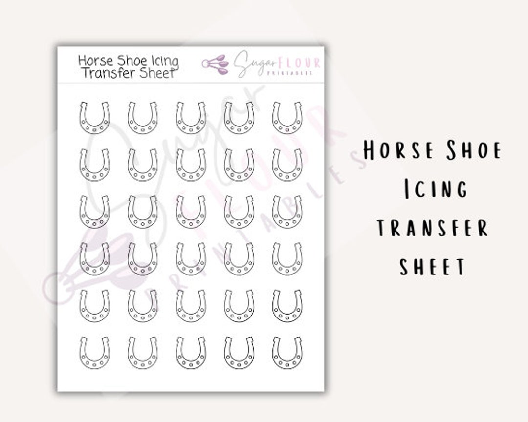 Horse Shoe Royal Icing Transfer Sheets Royal Icing Template Royal Icing ...