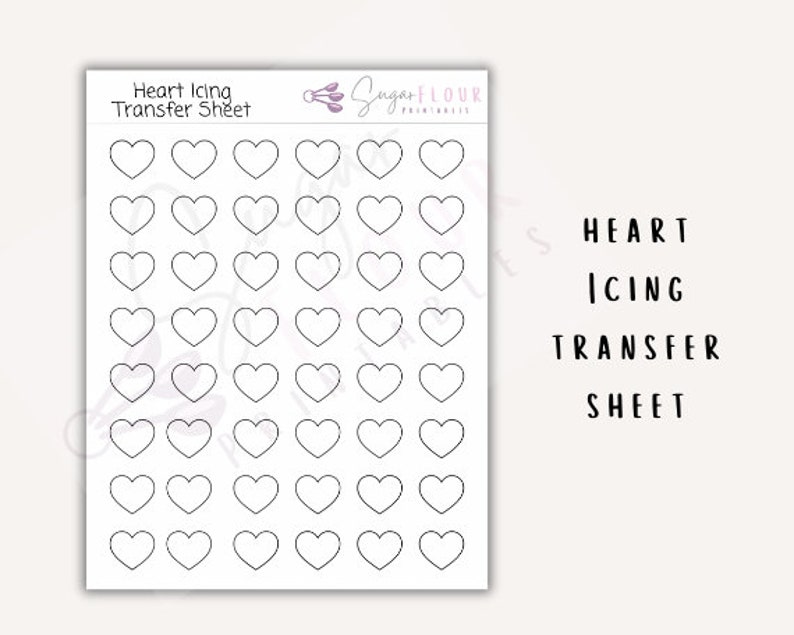 Heart Royal Icing Transfer Sheets Royal Icing Template Royal Icing ...