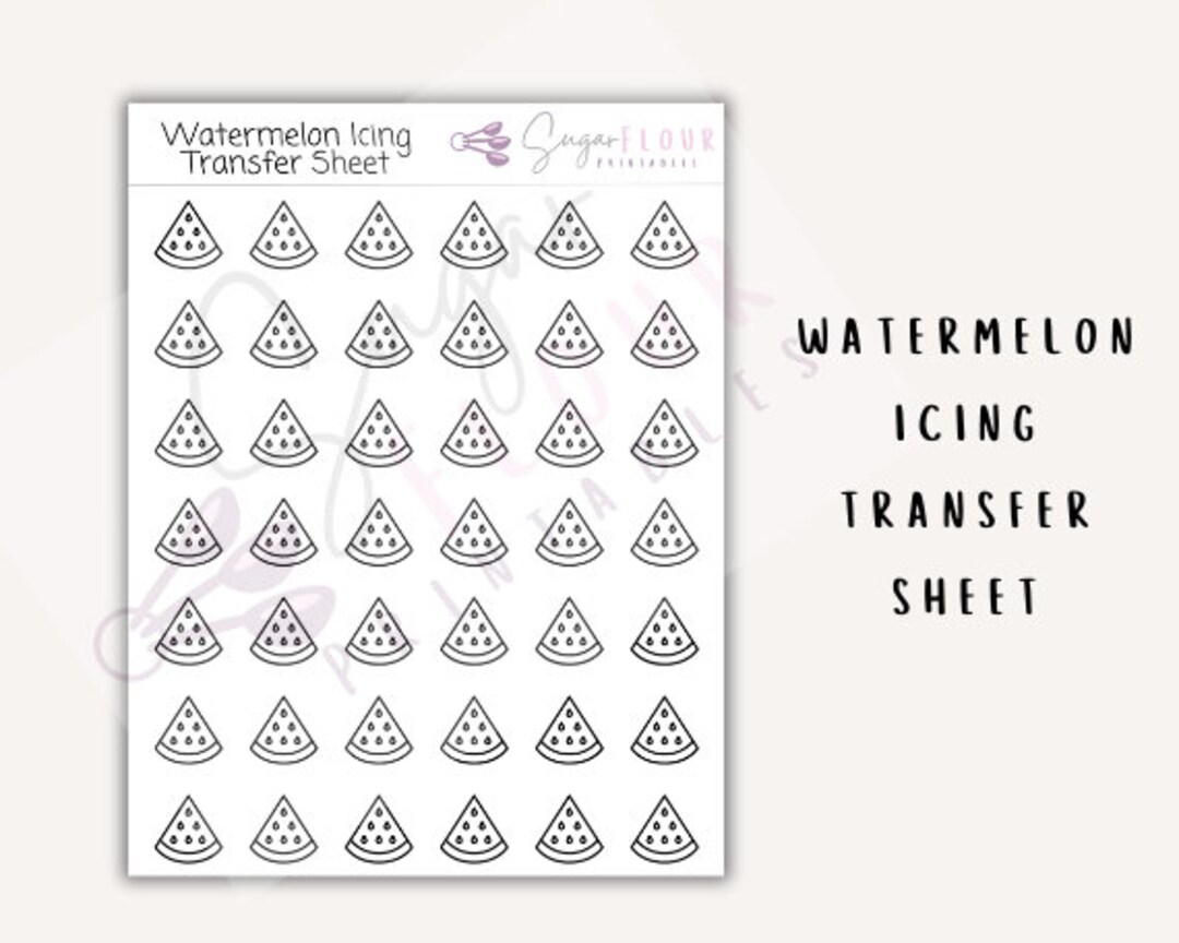 Watermelon Royal Icing Transfer Sheets Royal Icing Template Royal Icing ...