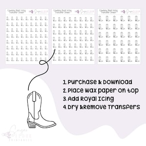 Cowboy Boot Royal Icing Transfer Sheets | Royal Icing Template | Royal ...