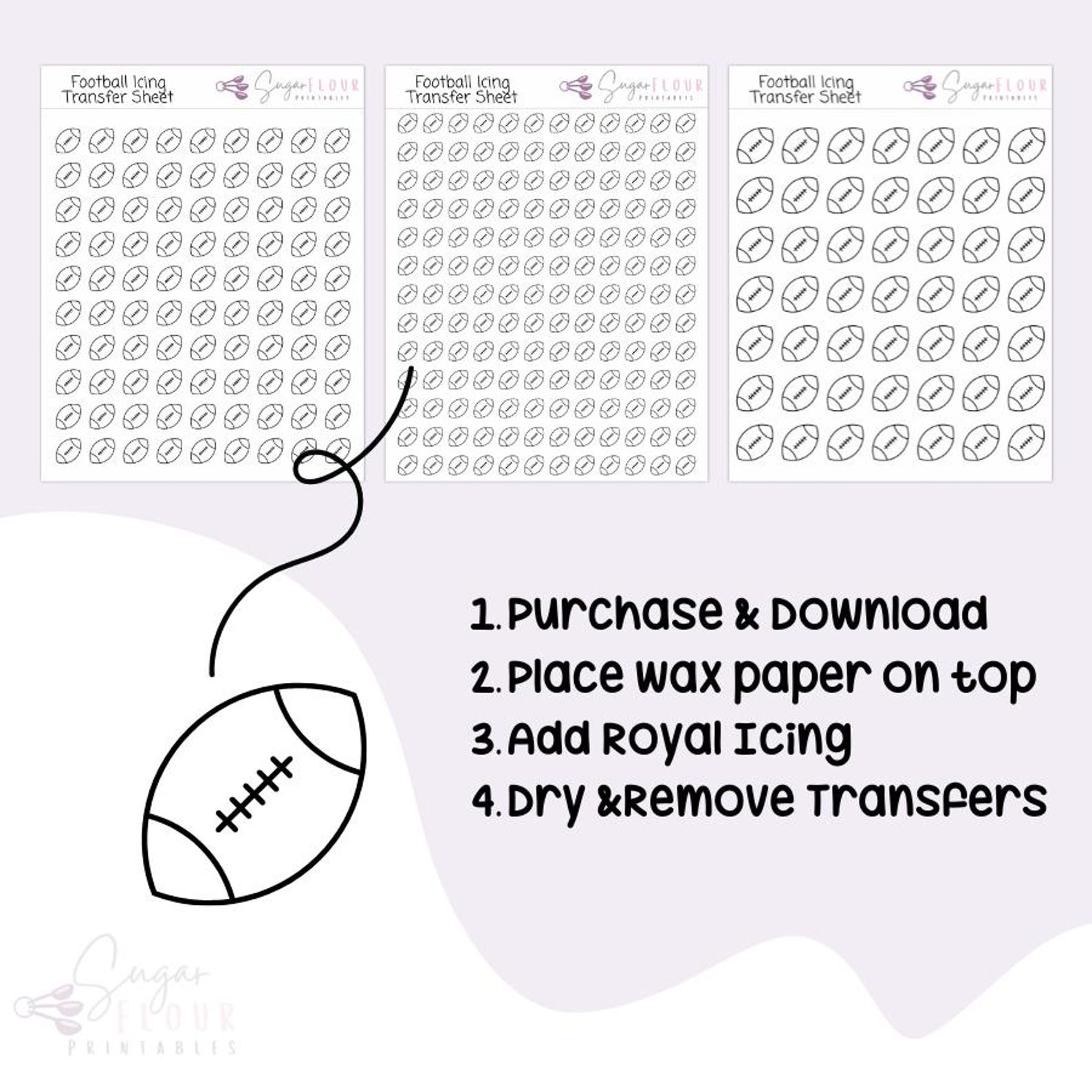 Football Royal Icing Transfer Sheets | Royal Icing Template | Royal ...