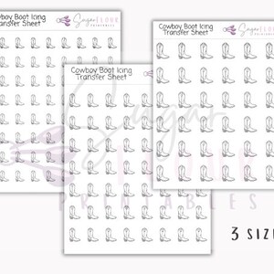 Cowboy Boot Royal Icing Transfer Sheets Royal Icing Template Royal ...
