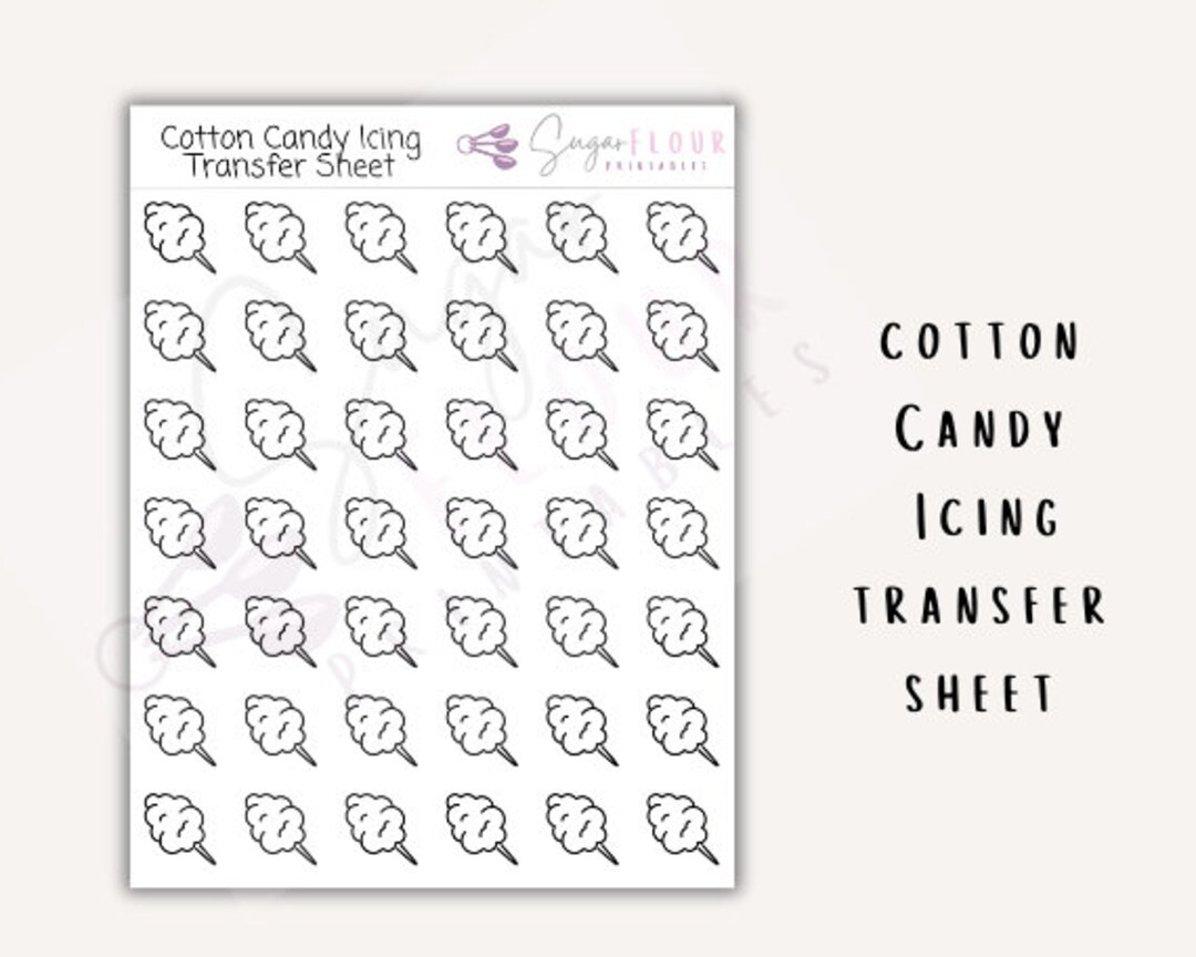 Cotton Candy Royal Icing Transfer Sheets Royal Icing Template Royal ...