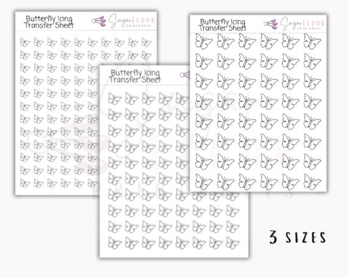 Butterfly Royal Icing Transfer Sheets Royal Icing Template Royal Icing ...