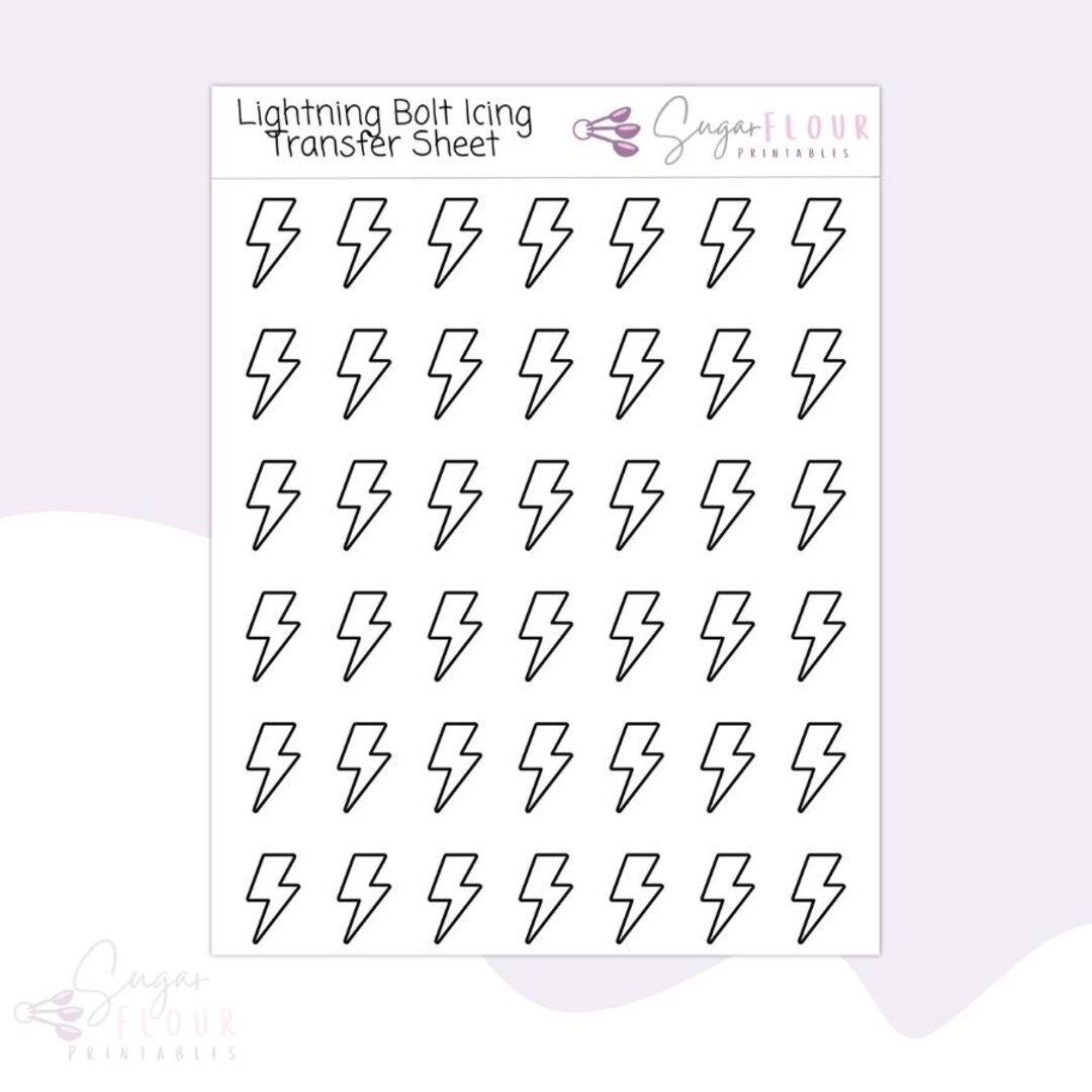 Lightning Bolt Royal Icing Transfer Sheets | Royal Icing Template ...