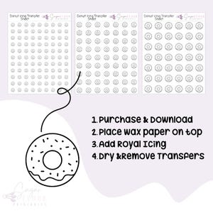 Donut Royal Icing Transfer Sheets | Royal Icing Template | Royal Icing ...