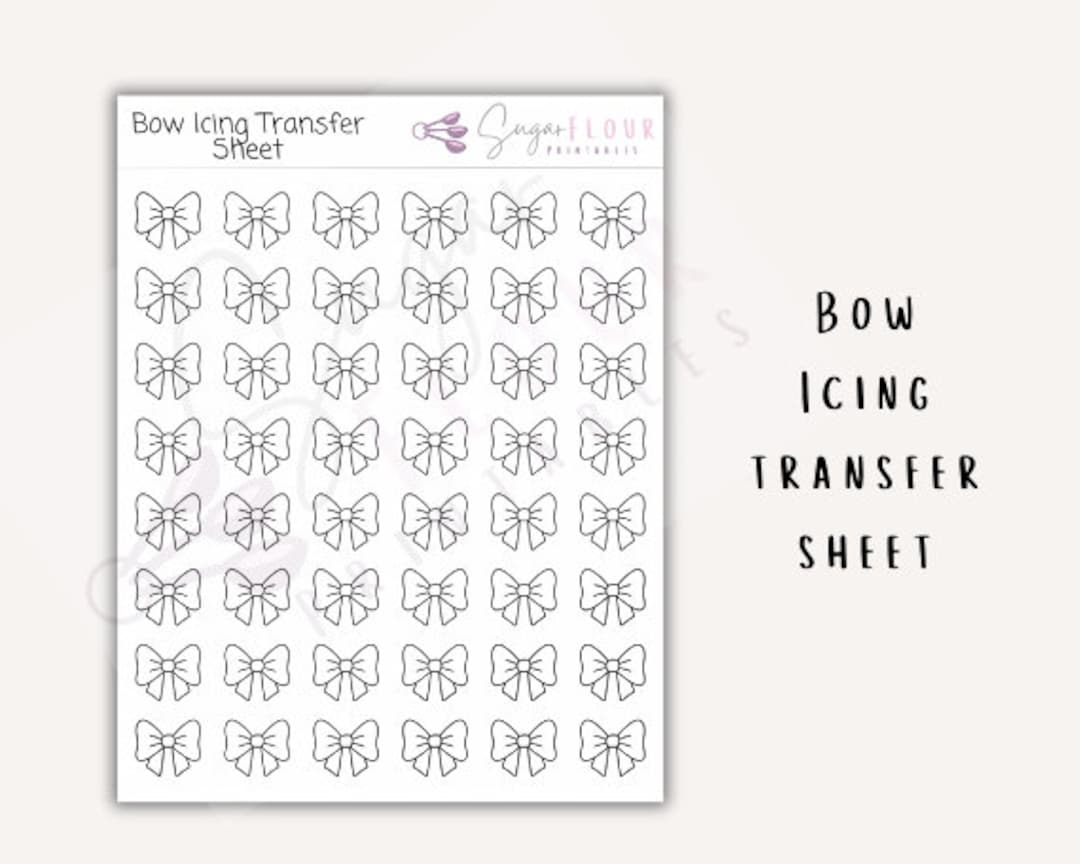 Bow Royal Icing Transfer Sheets Royal Icing Template Royal Icing Design ...