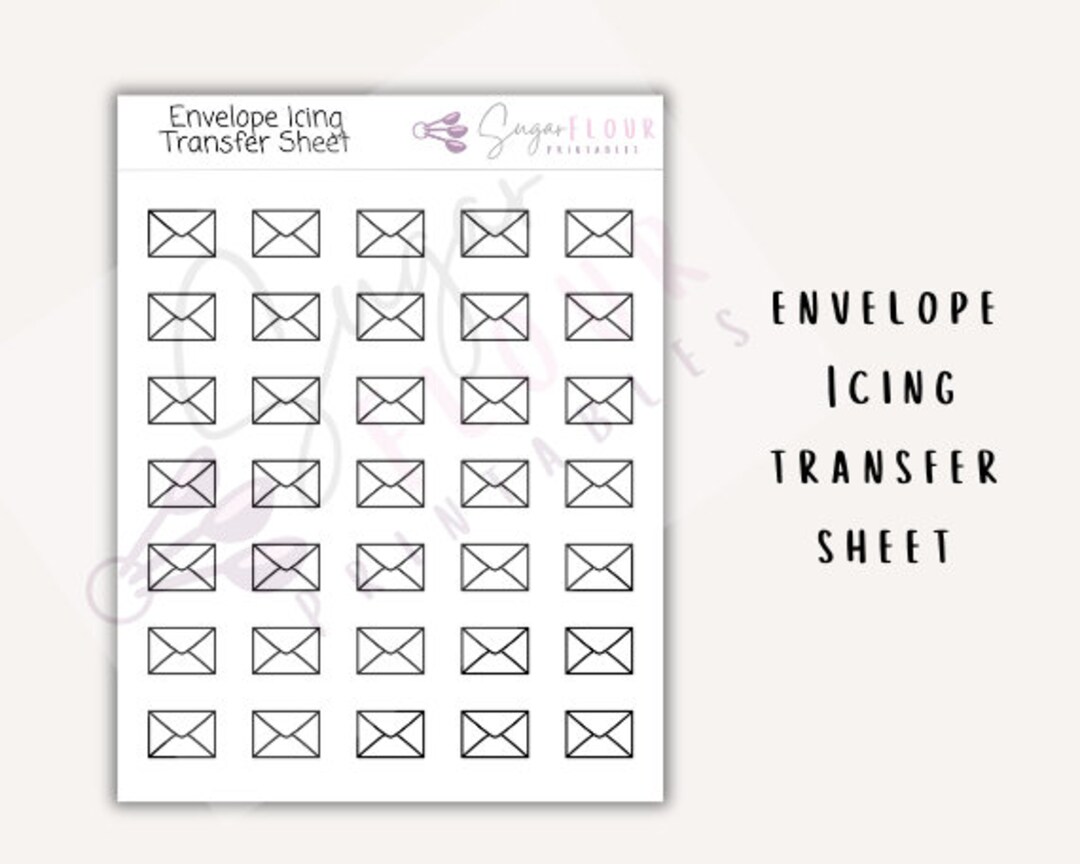 Envelope Royal Icing Transfer Sheets Royal Icing Template Royal Icing ...