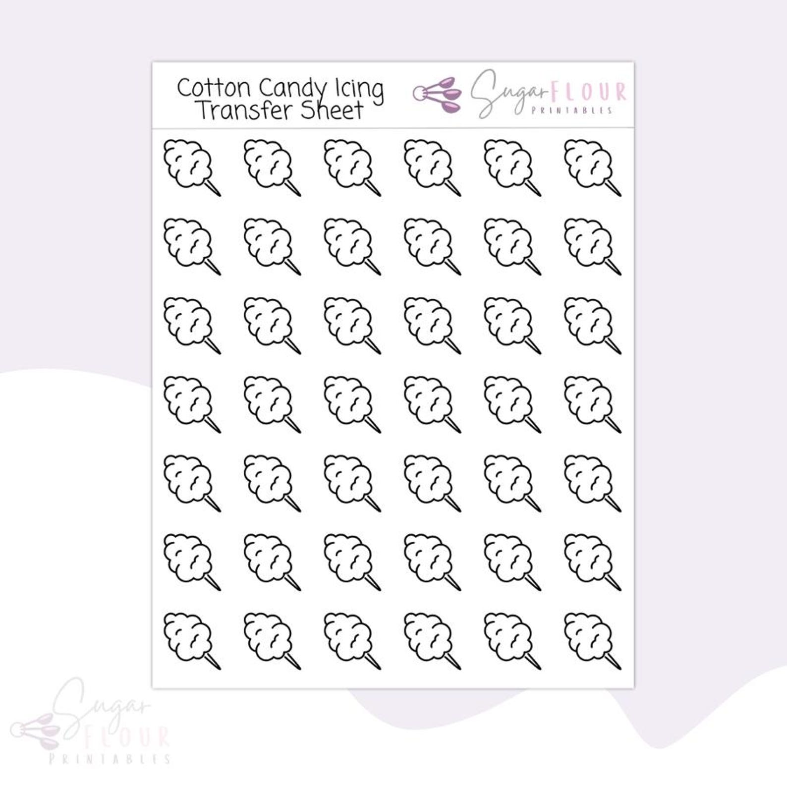 Cotton Candy Royal Icing Transfer Sheets | Royal Icing Template | Royal ...