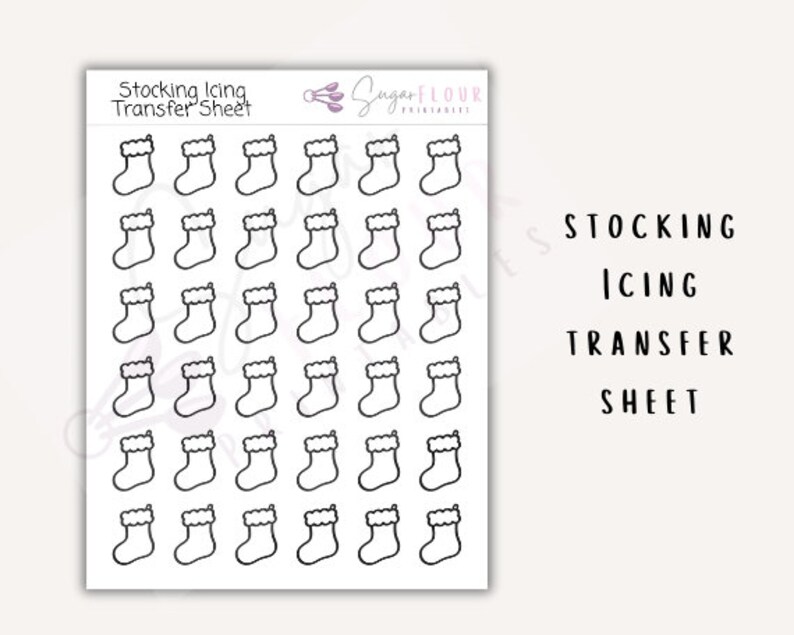 Stocking Royal Icing Transfer Sheets Royal Icing Template Royal Icing ...