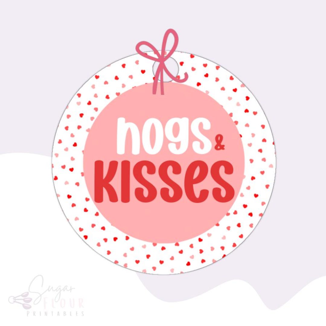 2” & 2.5” Hogs and Kisses Tag | Printable Gift Tag | Cookie Tag ...