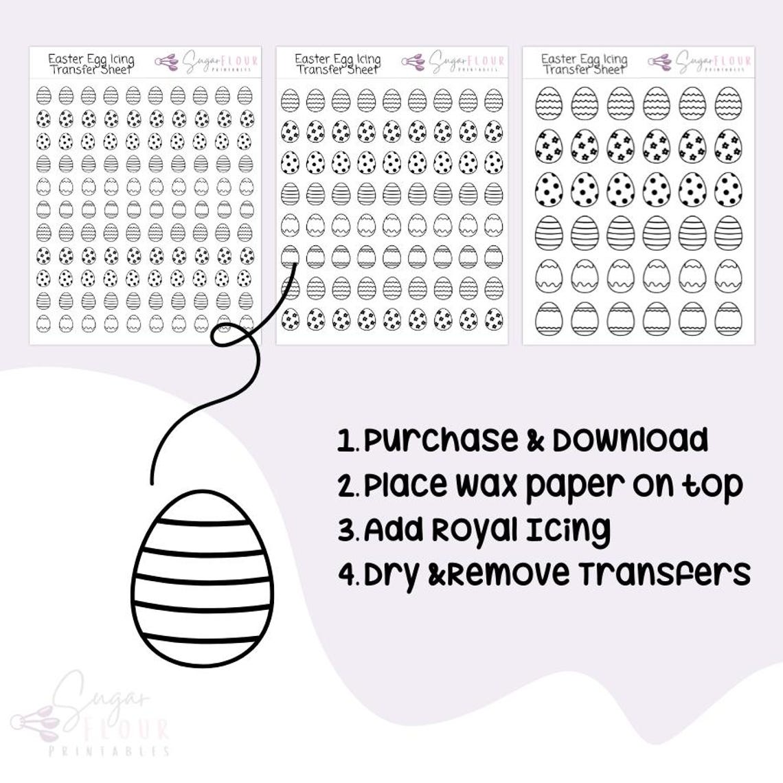 Easter Eggs Royal Icing Transfer Sheets | Royal Icing Template | Royal ...