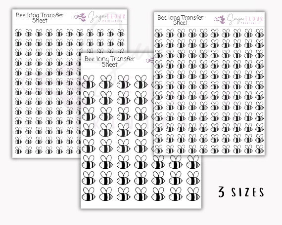 Bee Royal Icing Transfer Sheets Royal Icing Template Royal Icing Design ...