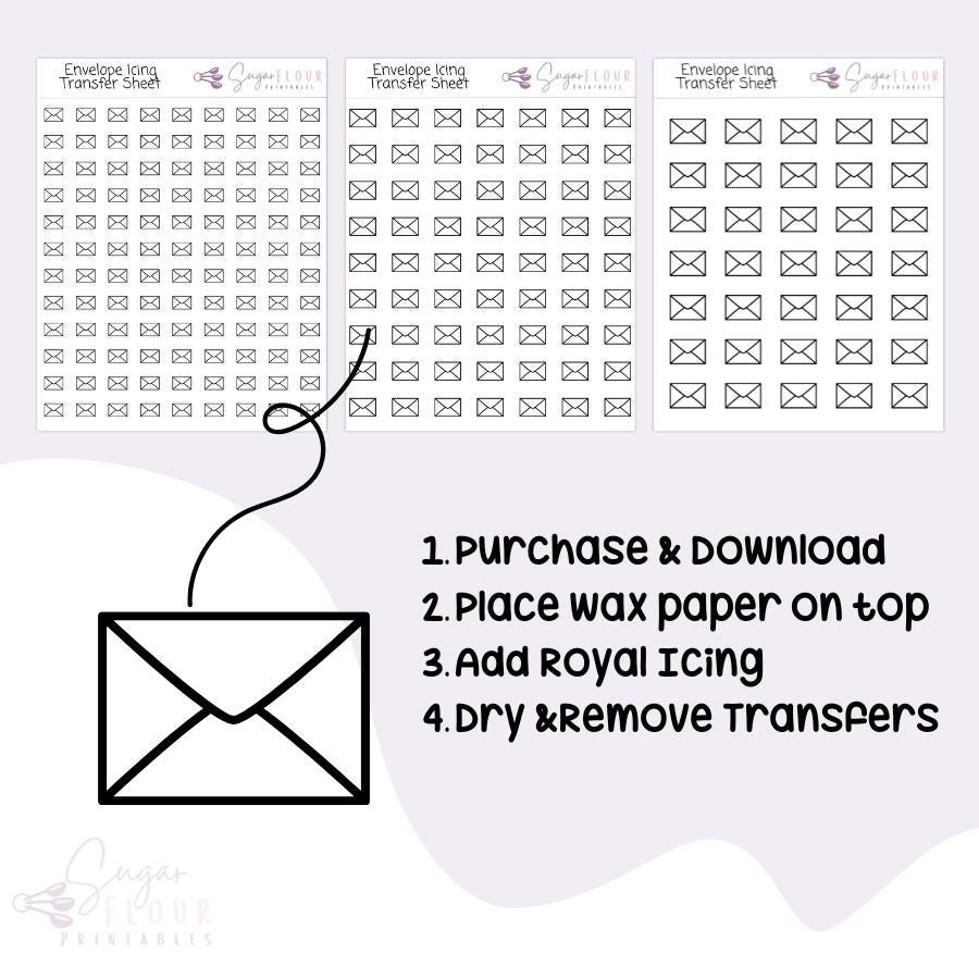 Envelope Royal Icing Transfer Sheets | Royal Icing Template | Royal ...