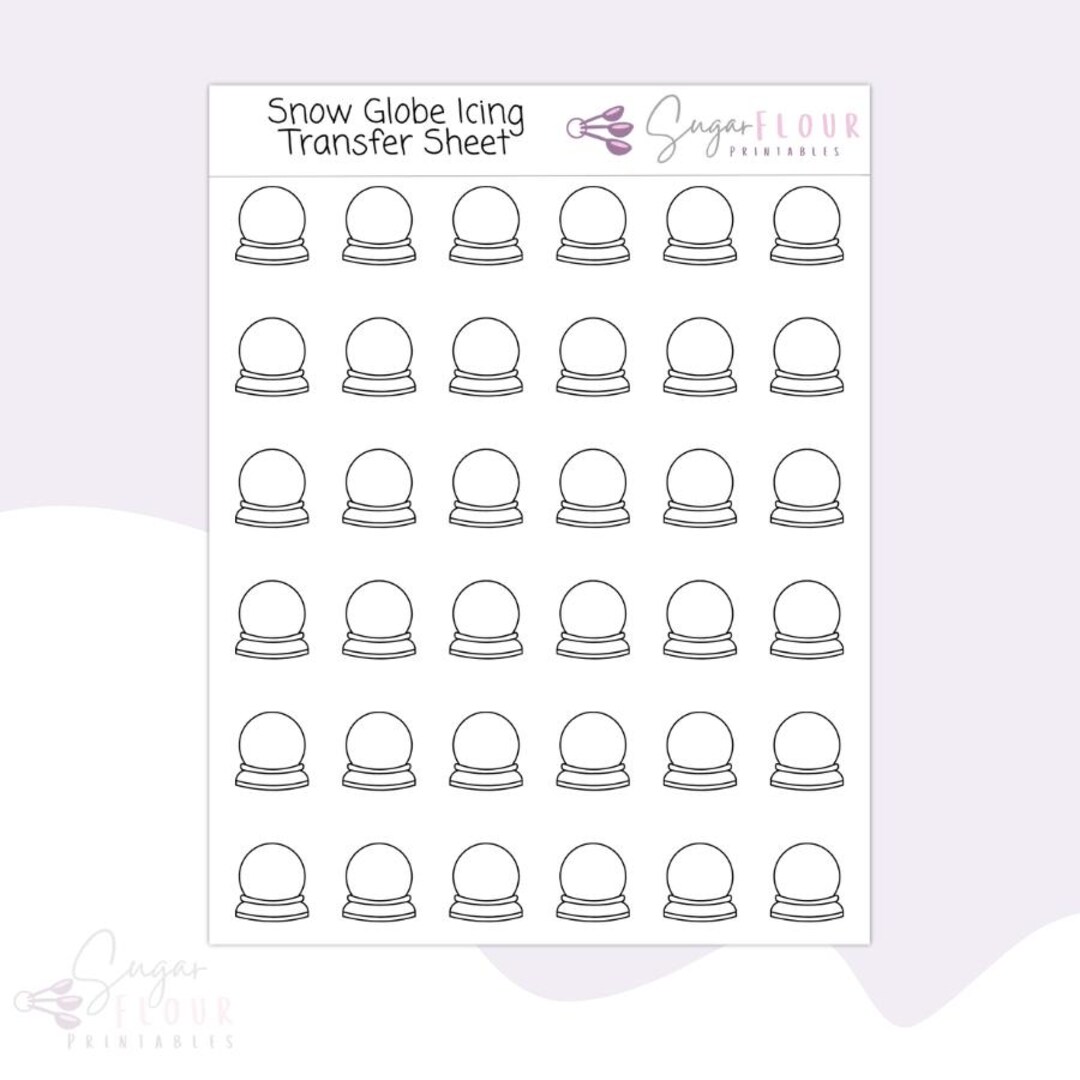 Snow Globe Royal Icing Transfer Sheets | Royal Icing Template | Royal ...