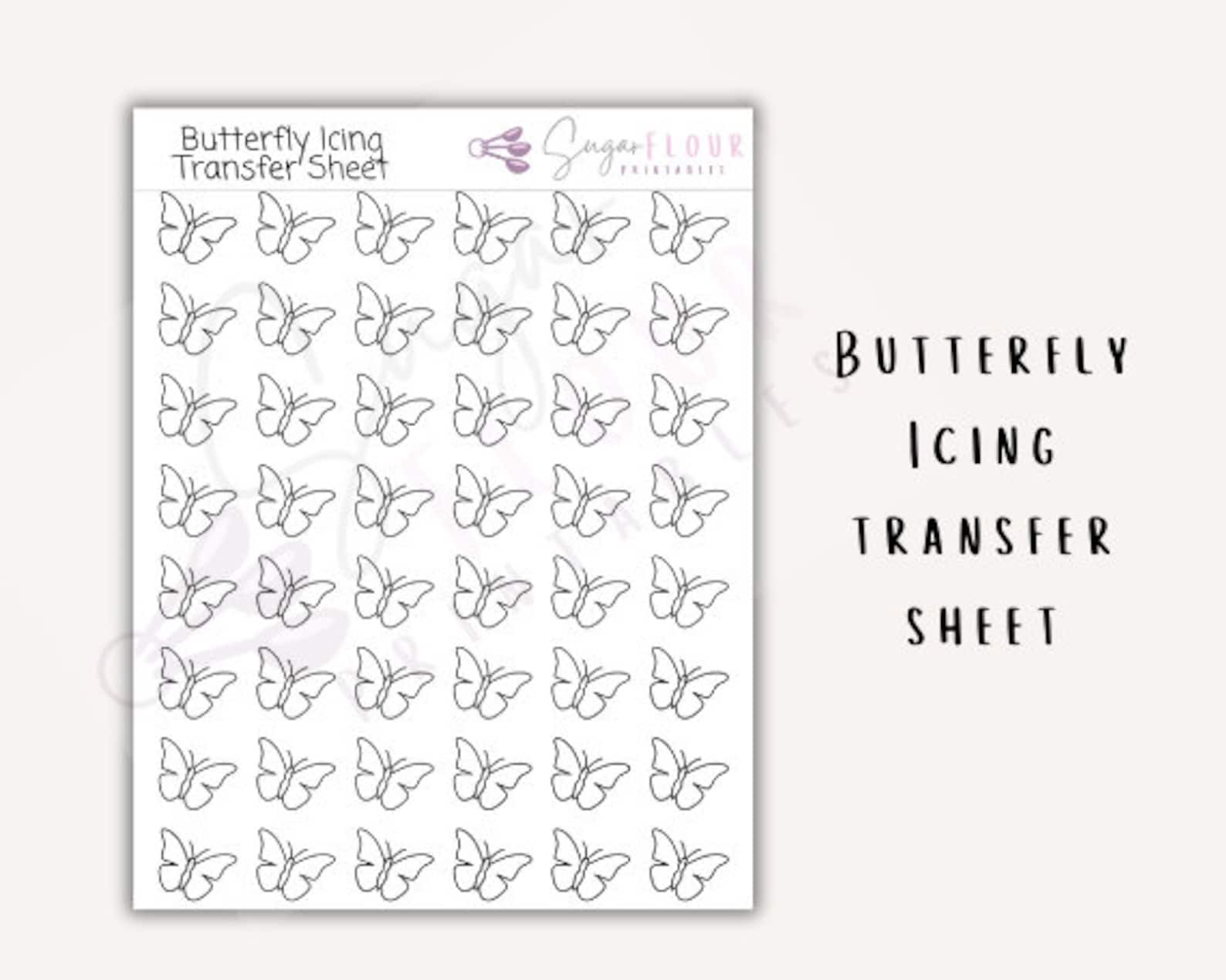 Butterfly Royal Icing Transfer Sheets Royal Icing Template Royal Icing ...